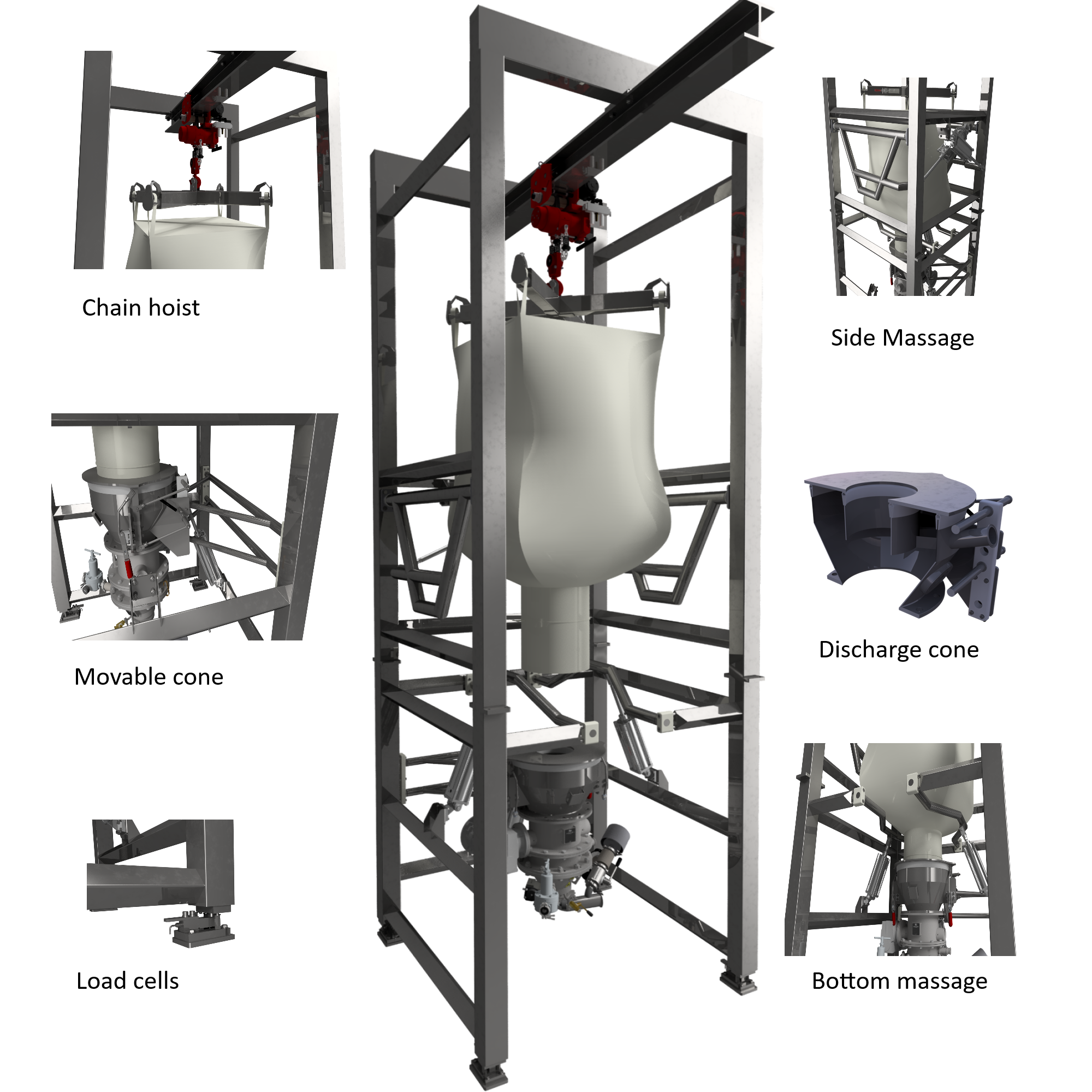 Tekemas big bag discharger for the food, pharma and chemical industry